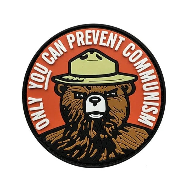 Bear 'Only You Can Prevent Communism | Round' PVC Rubber Velcro Patch – Little Patch Co