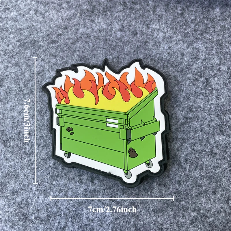 Cute 'Dumpster Fire' PVC Rubber Velcro Patch – Little Patch Co