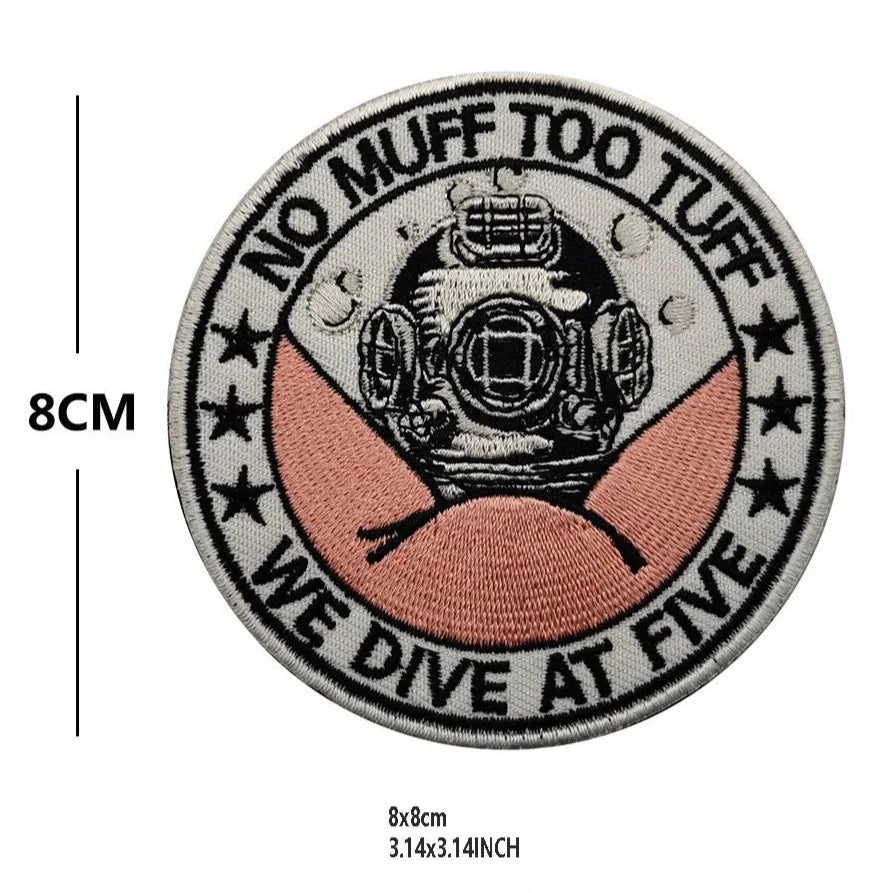 Funny 'No Muff Too Tuff We Dive At Five' Embroidered Velcro Patch – Little Patch Co