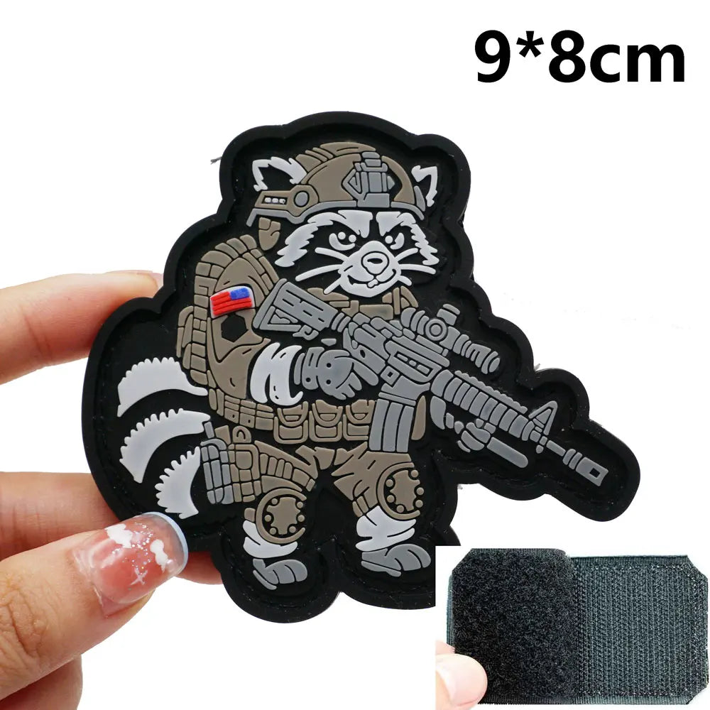 Raccoon 'Tactical Gun' PVC Rubber Velcro Patch – Little Patch Co
