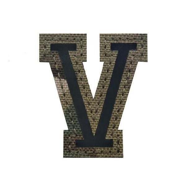 Camouflage Letter 'Letter V | Reflective' Embroidered Velcro Patch ...