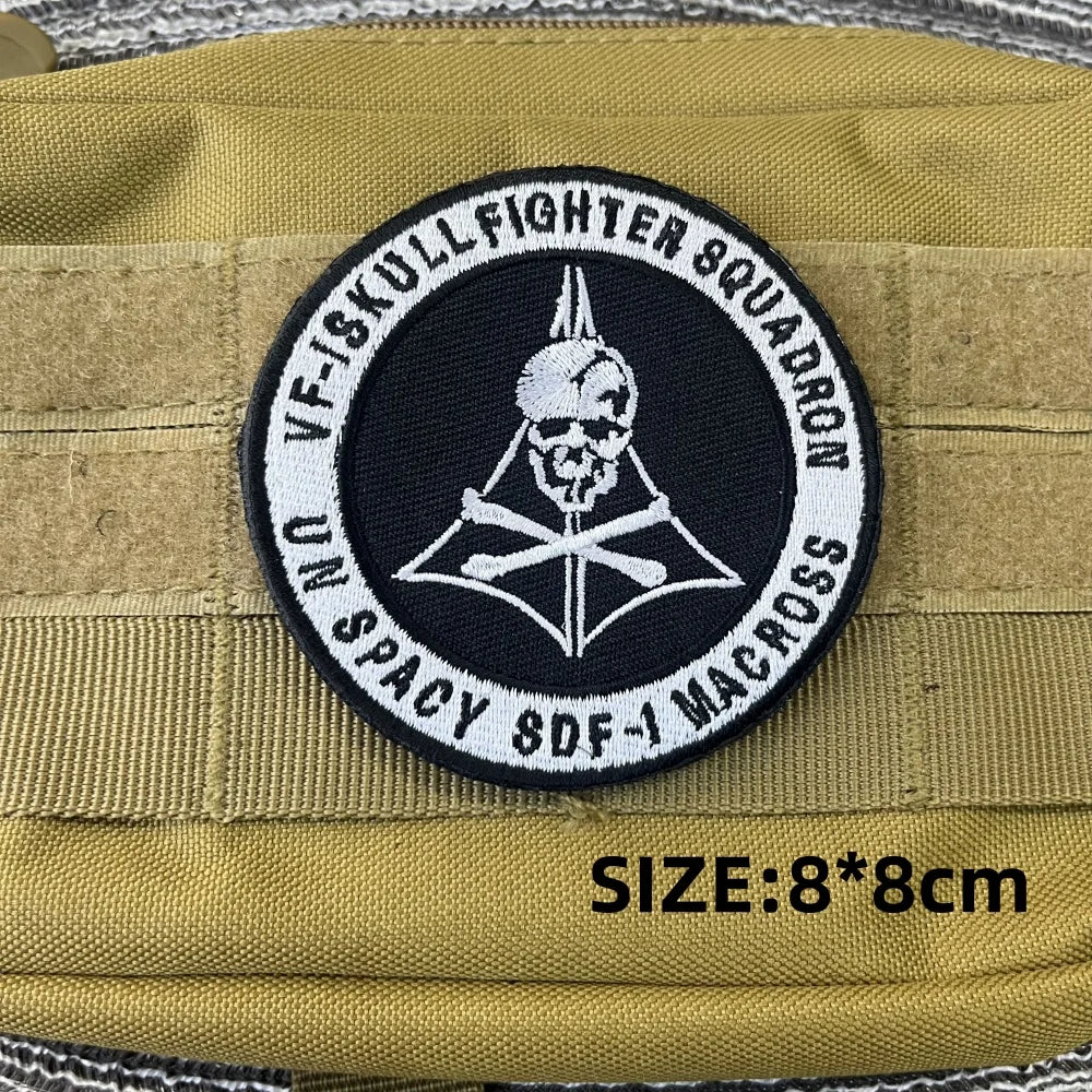 Skull Fighter Squadron Embroidered Velcro Patch – Little Patch Co