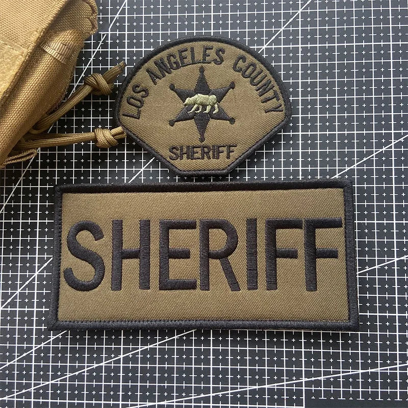 Military Tactical 'Sheriff | Set of 2' Embroidered Velcro Patch ...