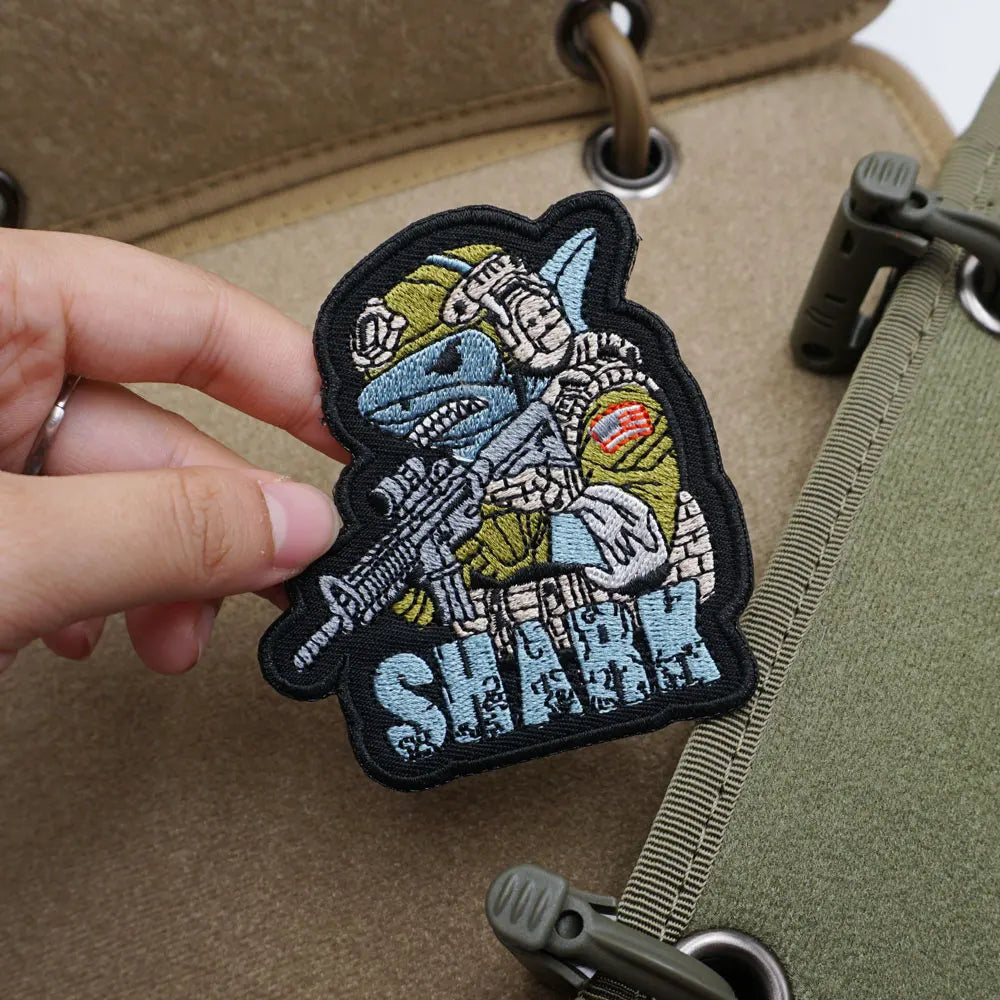 Tactical Shark 'Holding Gun' Embroidered Velcro Patch – Little Patch Co