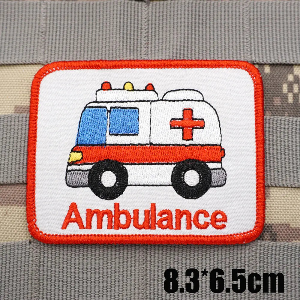 Ambulance Car 'Square' Embroidered Velcro Patch – Little Patch Co