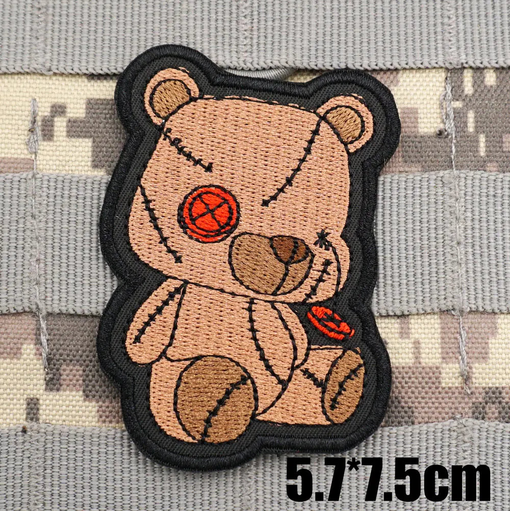 Teddy Bear 'Stitches and Broken Eye' Embroidered Velcro Patch – Little ...