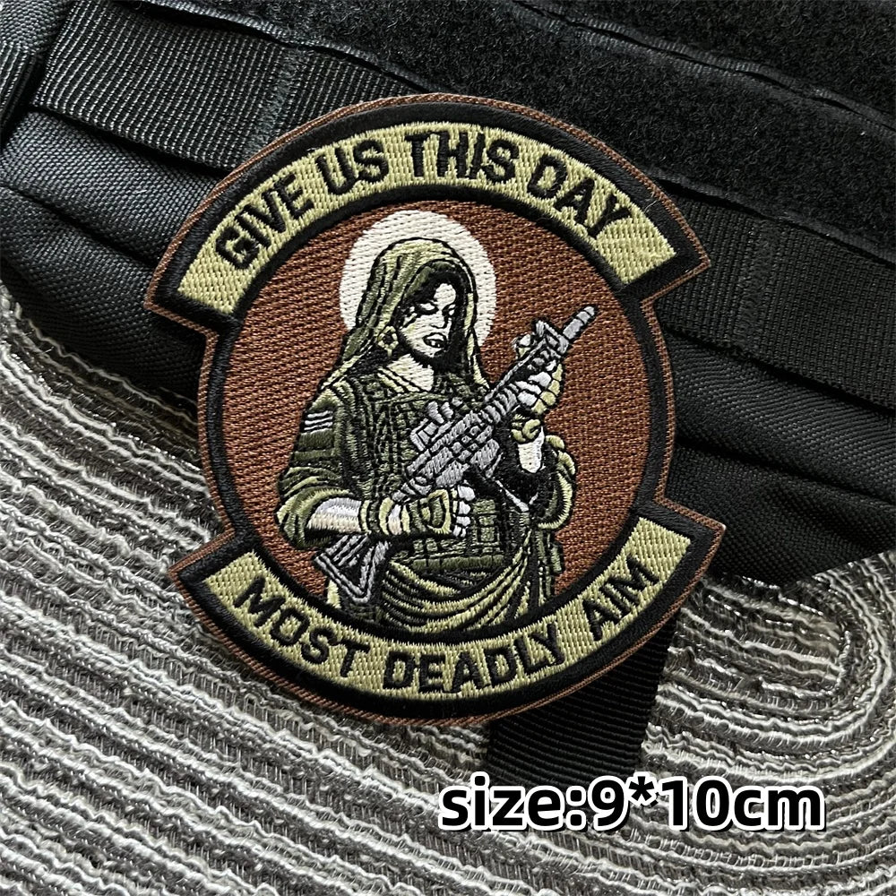 Tactical Angel 'Give Us This Day Most Deadly Aim' Embroidered Velcro P ...