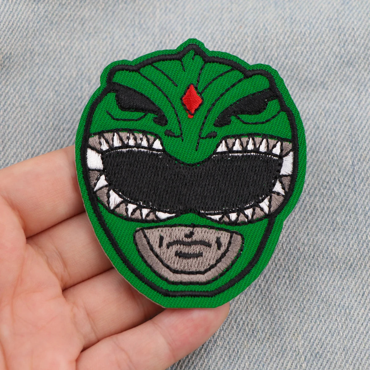 Mighty Morphin Power Rangers 'Green Ranger | Head' Embroidered Patch ...