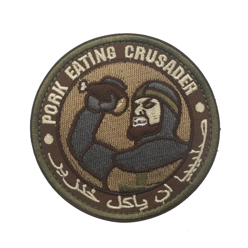 Military Tactical 'Pork Eating Crusader' Embroidered Velcro Patch ...