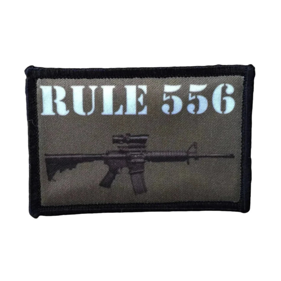 Military Tactical 'Rule 556 | AR-15 Rifle' Embroidered Velcro Patch ...