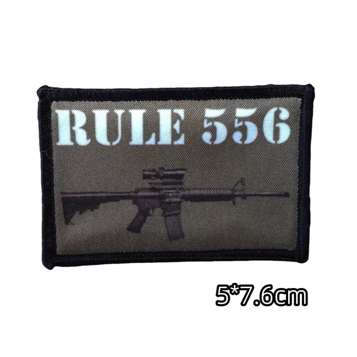 Military Tactical 'Rule 556 | AR-15 Rifle' Embroidered Velcro Patch ...
