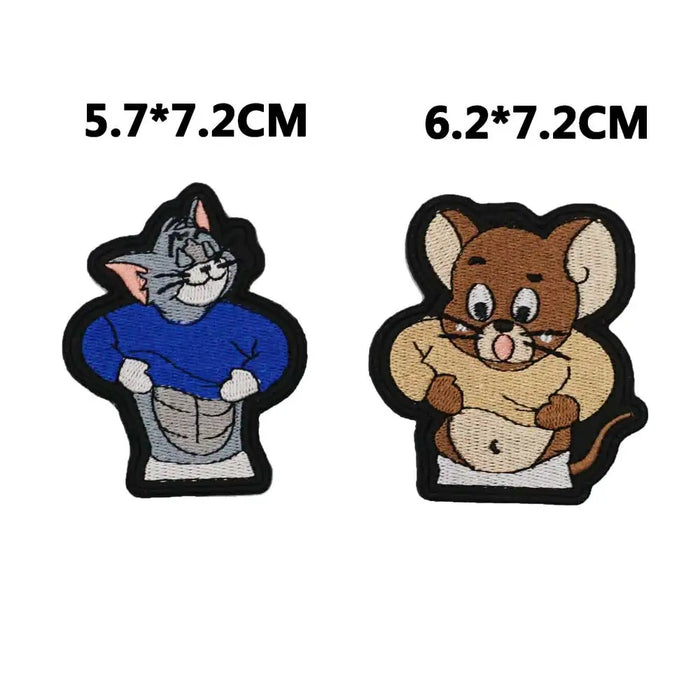 Tom and Jerry 'Fit and Fat | Set of 2' Embroidered Patch — Little Patch Co
