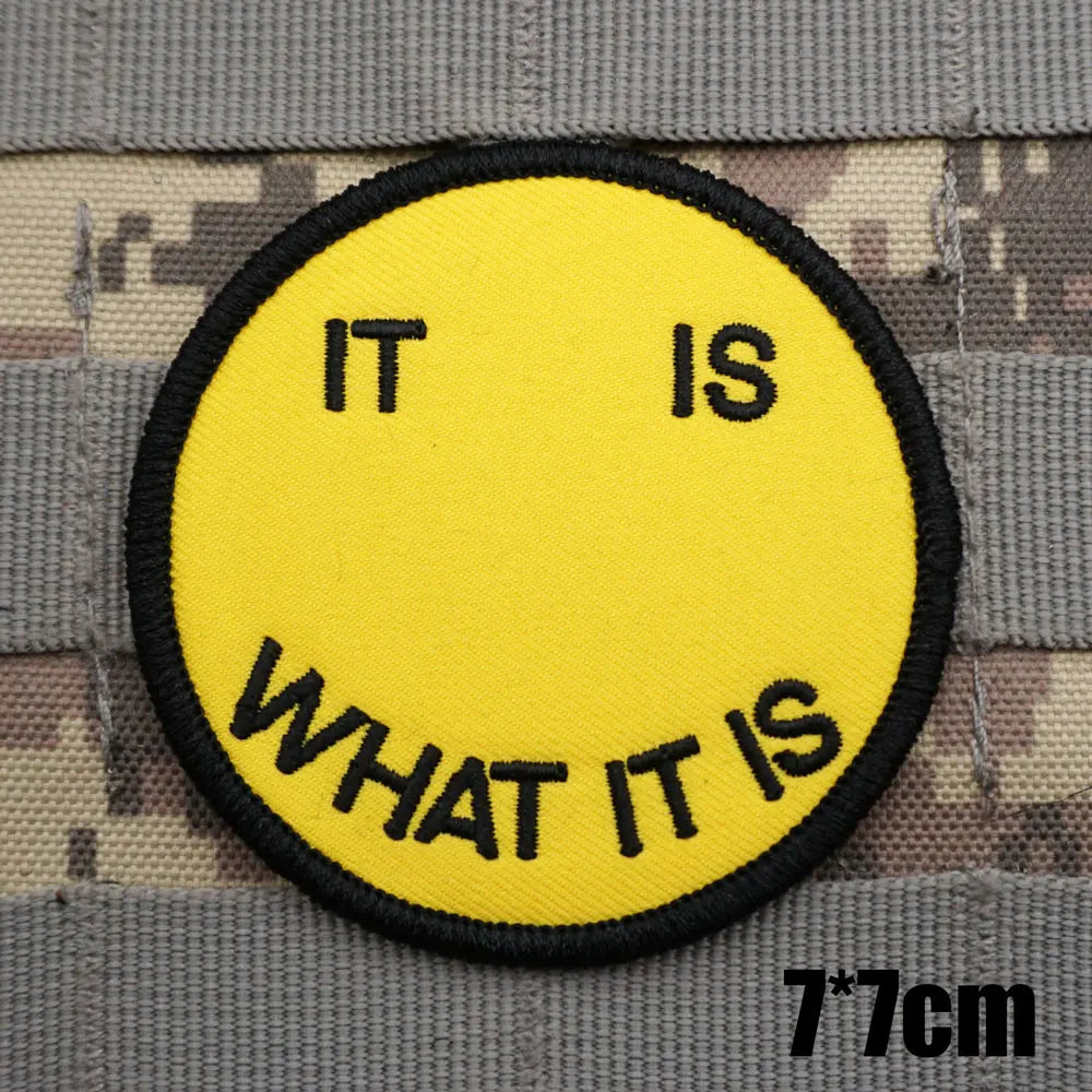 Smiley Face 'It Is What It Is' Embroidered Velcro Patch – Little Patch Co