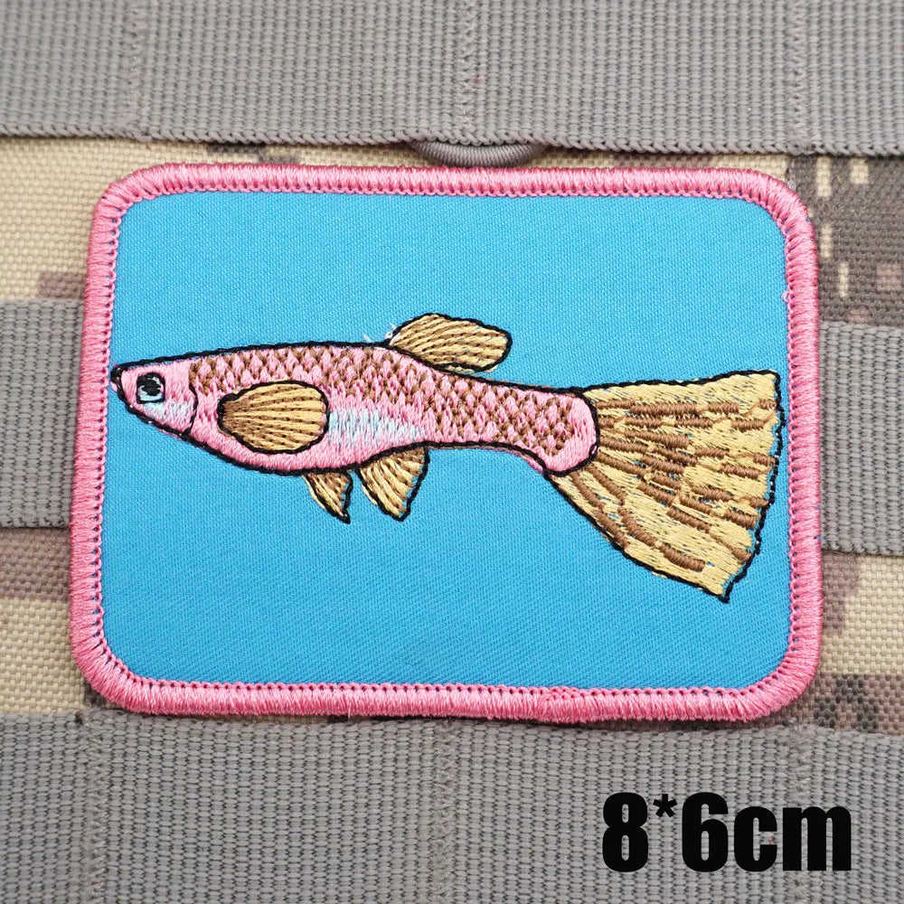 Pink Fish 'Long Tail | Square' Embroidered Velcro Patch – Little Patch Co