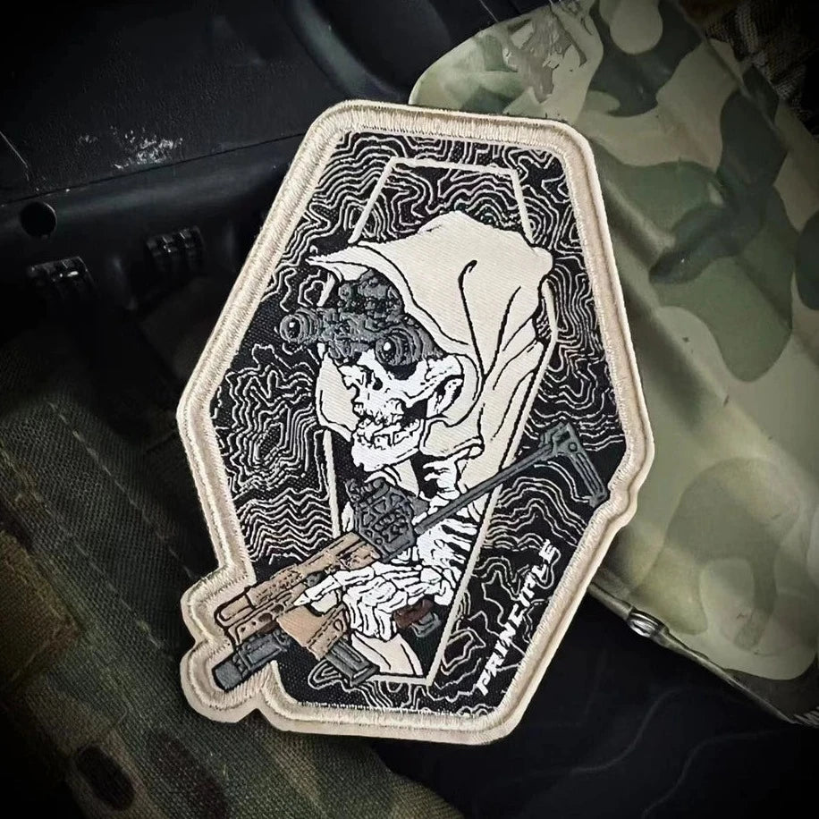 Tactical Skull 'Submachine Gun' Embroidered Velcro Patch – Little Patch Co