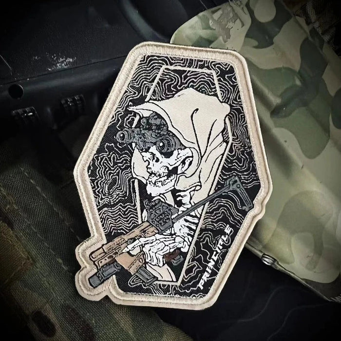 Tactical Skull 'Submachine Gun' Embroidered Velcro Patch — Little Patch Co