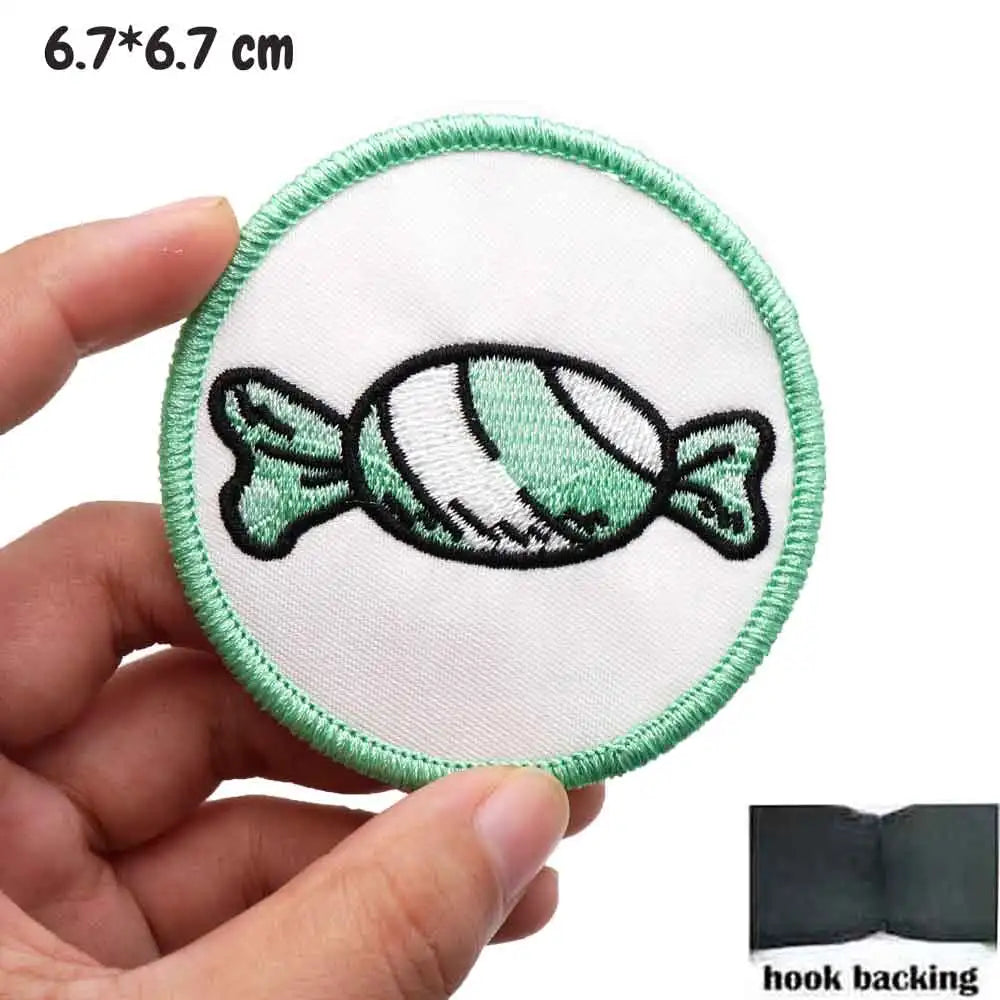 Cute 'Mint Candy | Round' Embroidered Velcro Patch – Little Patch Co