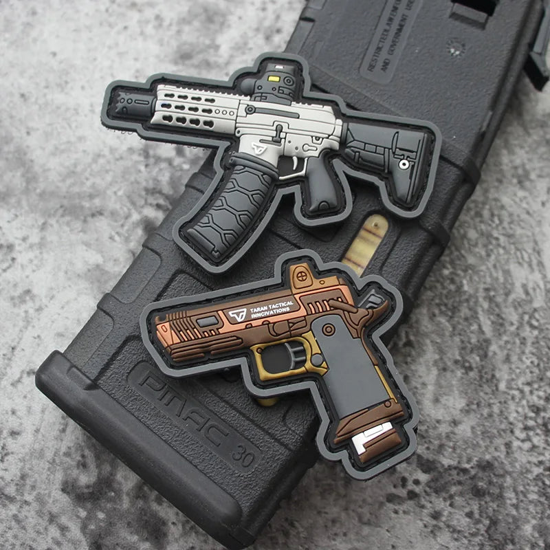 Military Tactical 'Guns | Set of 2' PVC Rubber Velcro Patch – Little ...