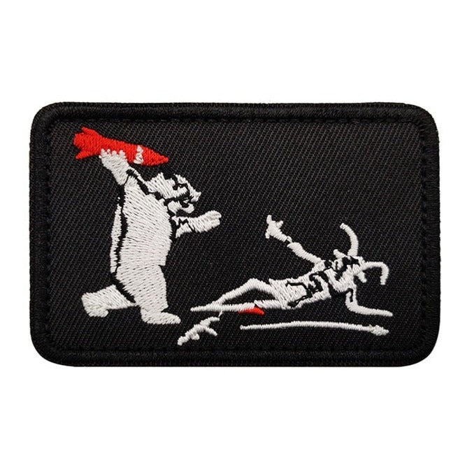 Red Missile 'Bear Attacking Blackbeard' Embroidered Velcro Patch ...