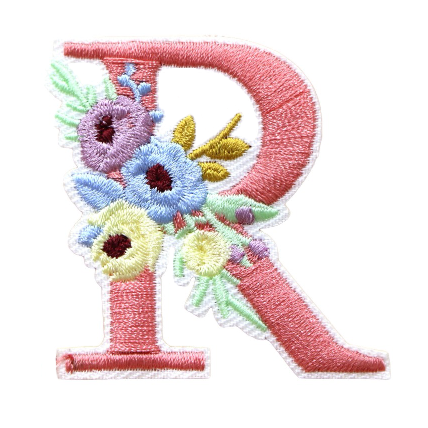 Cute 'Pink Letter R | Flowers' Embroidered Patch — Little Patch Co