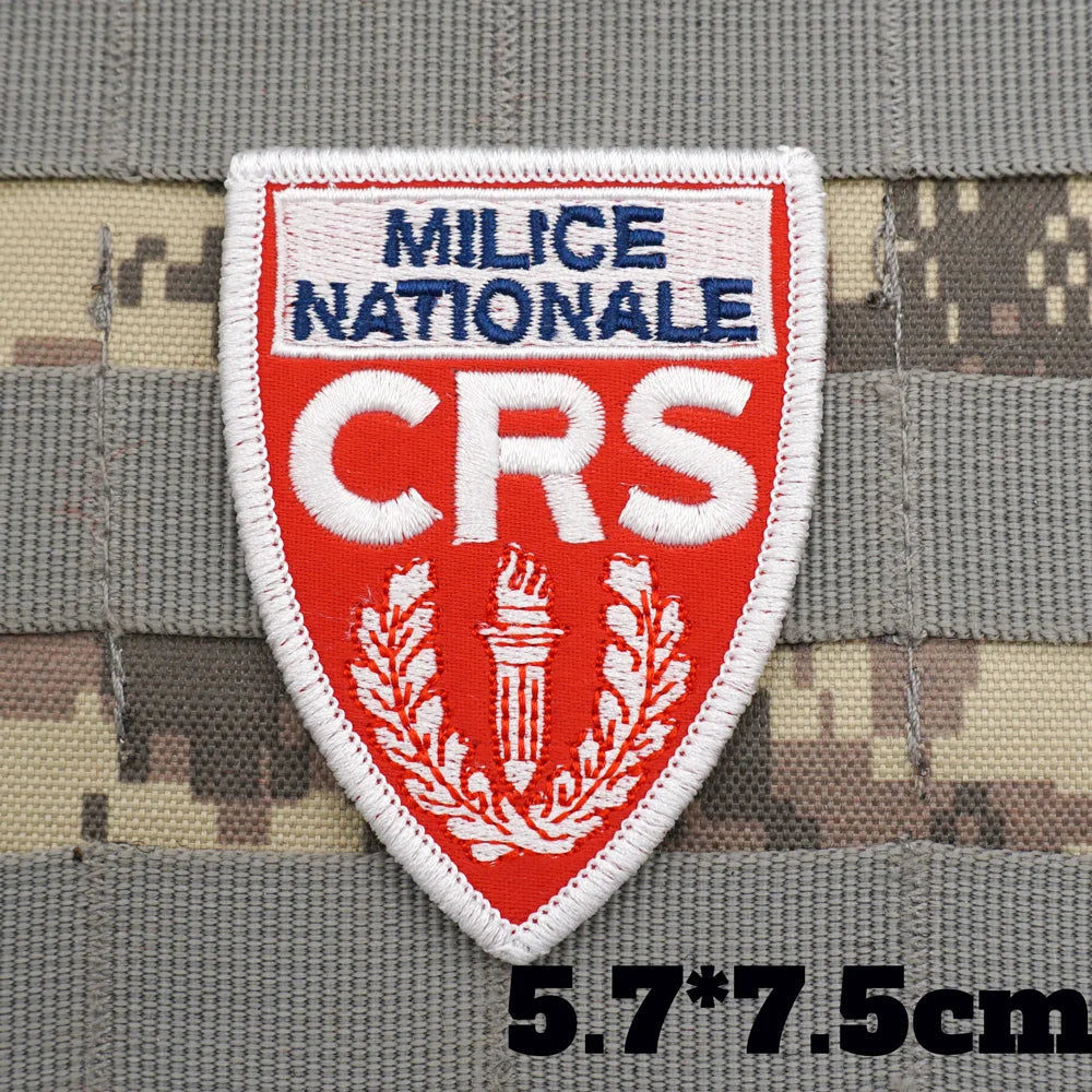 Military Tactical 'Milice Nationale CRS' Embroidered Velcro Patch ...