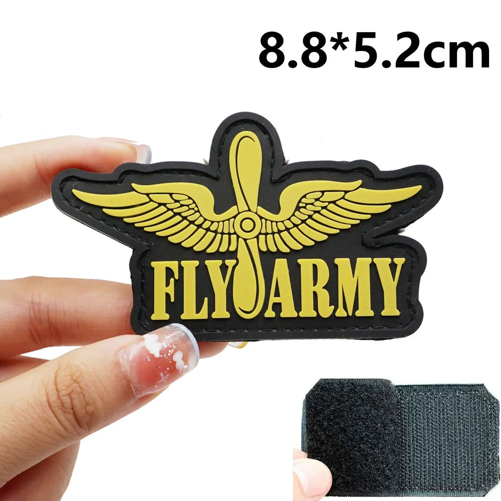 Fly Army 'Prop and Wings' PVC Rubber Velcro Patch – Little Patch Co