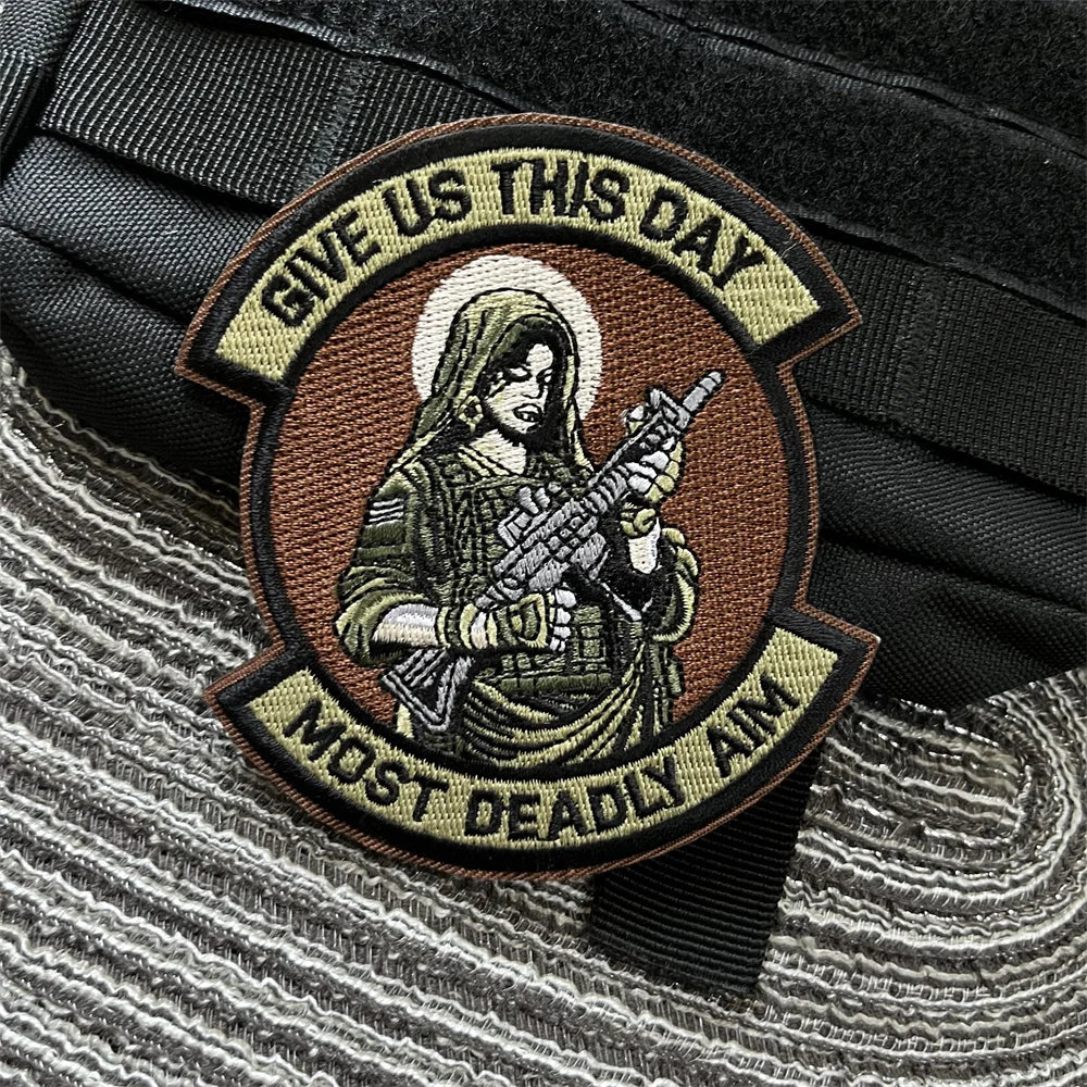 Tactical Angel 'Give Us This Day Most Deadly Aim' Embroidered Velcro P ...