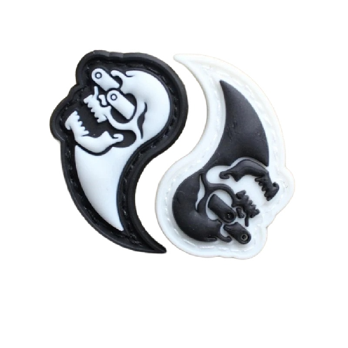 Yin Yang 'Skull Ghost Luminous | Set of 2' PVC Rubber Velcro Patch ...