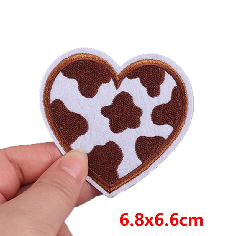 Cute Heart 'Cow Print' Embroidered Patch – Little Patch Co