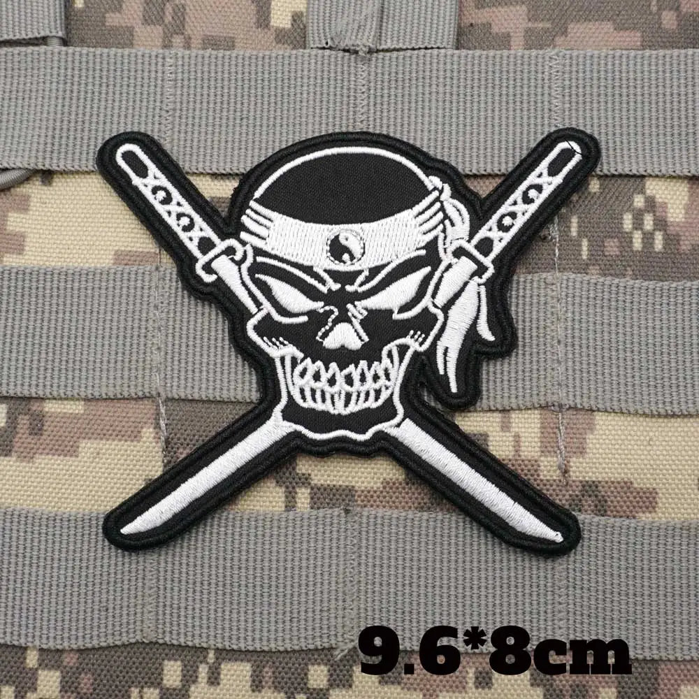 Samurai Skull 'Crossed Swords' Embroidered Velcro Patch – Little Patch Co