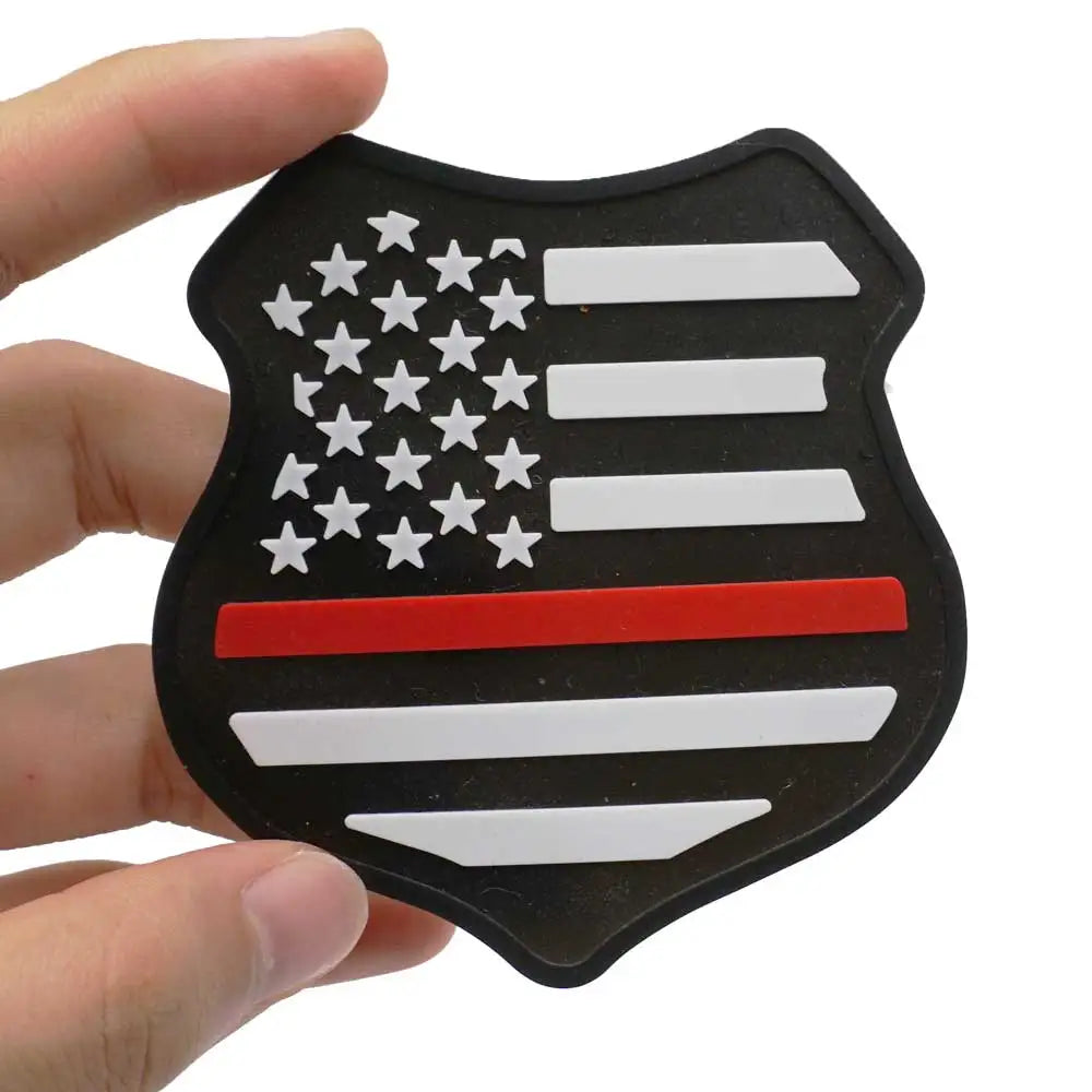 American Flag Shield 'Thin Line' PVC Rubber Velcro Patch — Little Patch Co