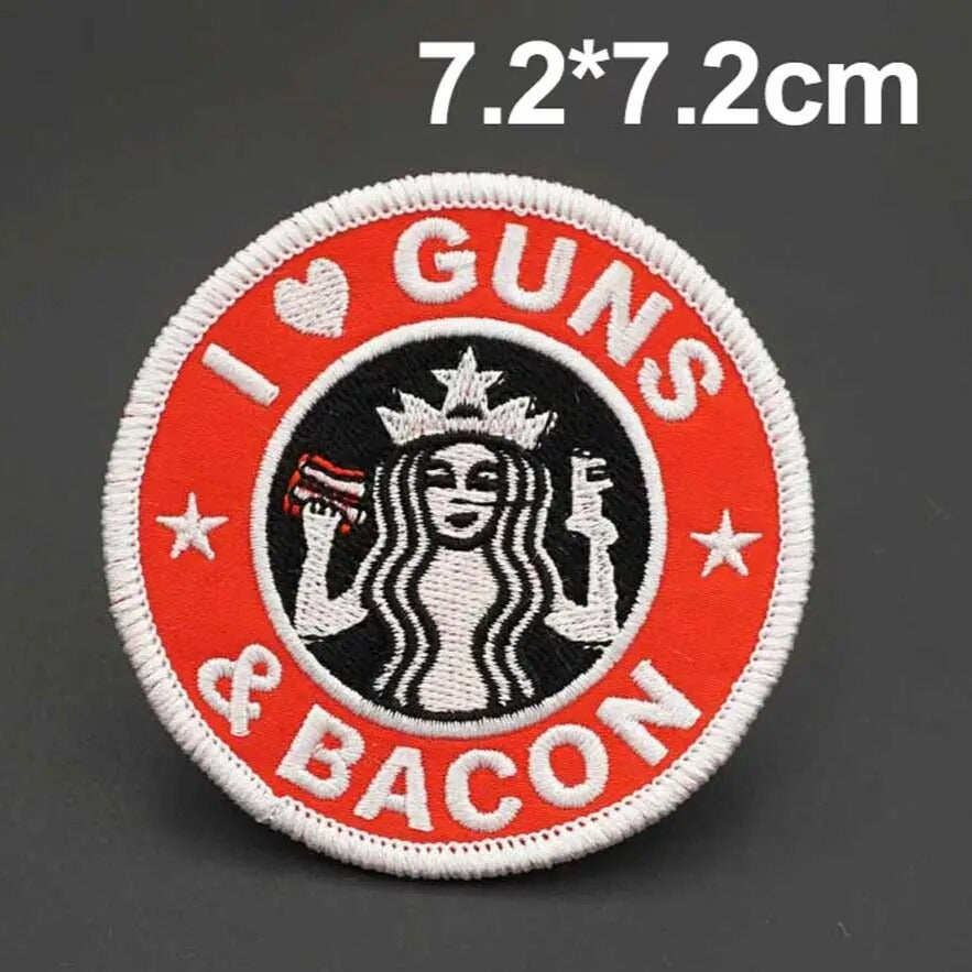 Military Tactical 'I Love Guns and Bacon' Embroidered Patch – Little ...