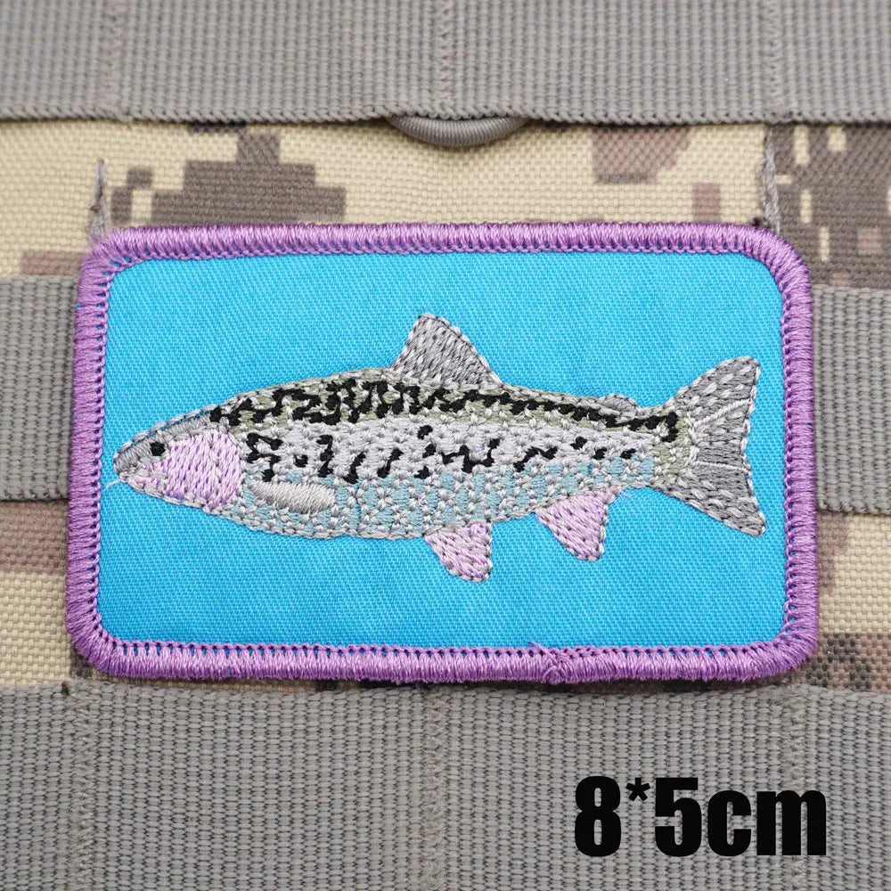 Salmon Fish 'Square' Embroidered Velcro Patch – Little Patch Co