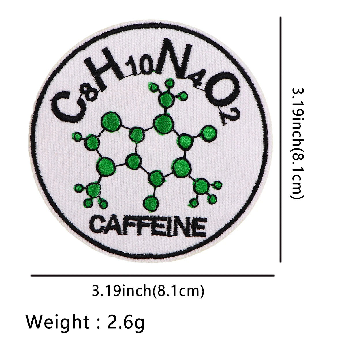 Science ‘Caffeine Molecule | Round‘ Embroidered Patch – Little Patch Co