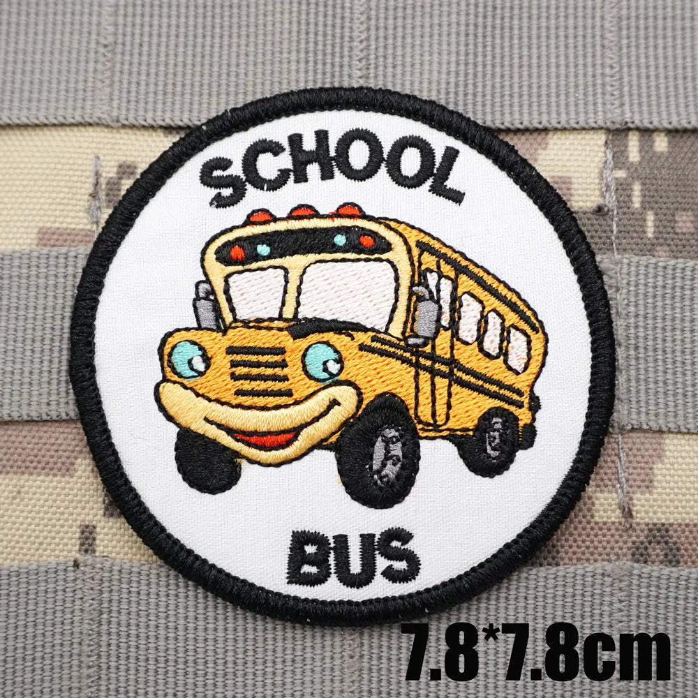 School Bus 'Round' Embroidered Velcro Patch – Little Patch Co