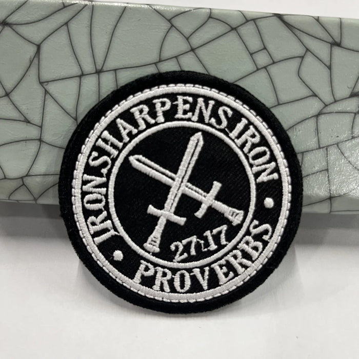 Proverbs 27:17 'Iron Sharpens Iron' Embroidered Velcro Patch — Little Patch Co