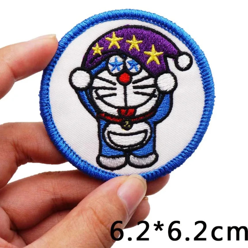 Doraemon 'Wearing Purple Hat | Round' Embroidered Patch – Little Patch Co