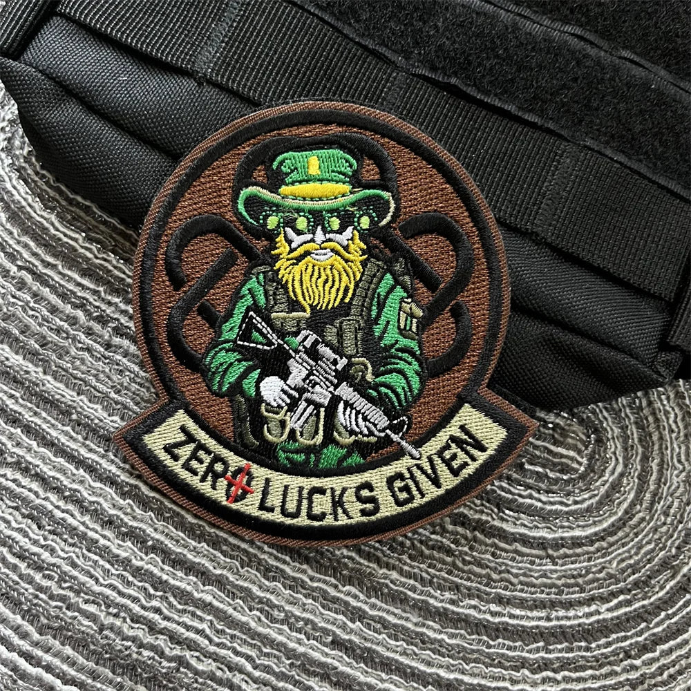 Tactical Leprechaun 'Zero Lucks Given' Embroidered Velcro Patch ...