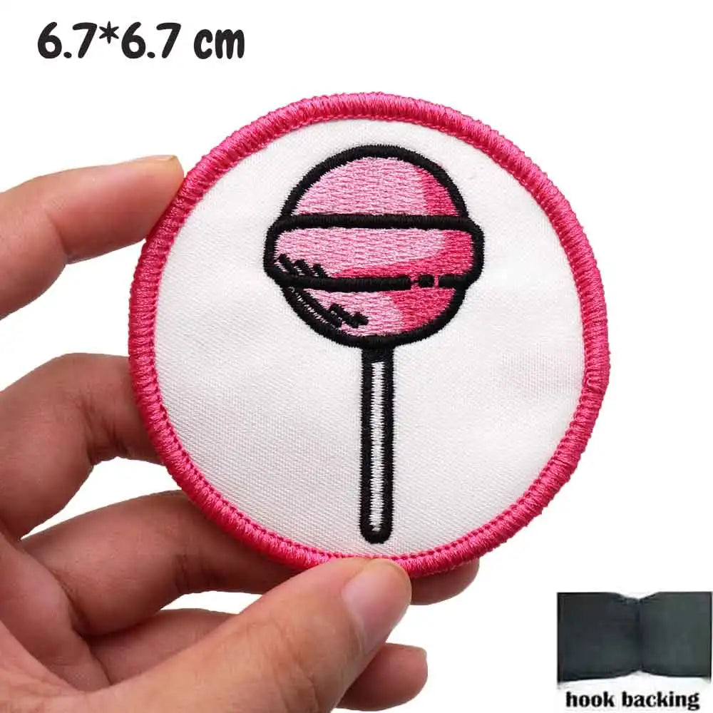 Cute 'Pink Lollipop | Round' Embroidered Velcro Patch – Little Patch Co