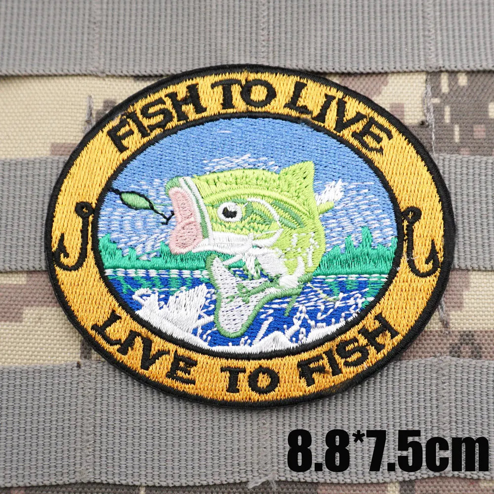 Green Fish 'Fish To Live | Round' Embroidered Velcro Patch – Little ...
