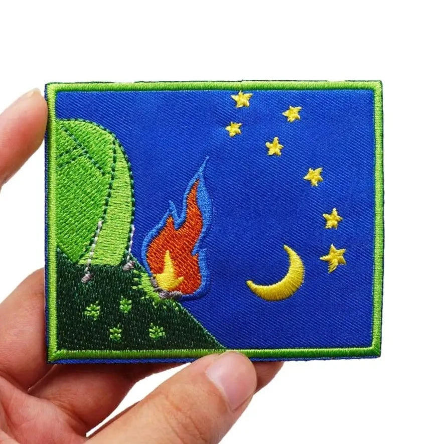 Night Camping 'Moon and Stars' Embroidered Velcro Patch