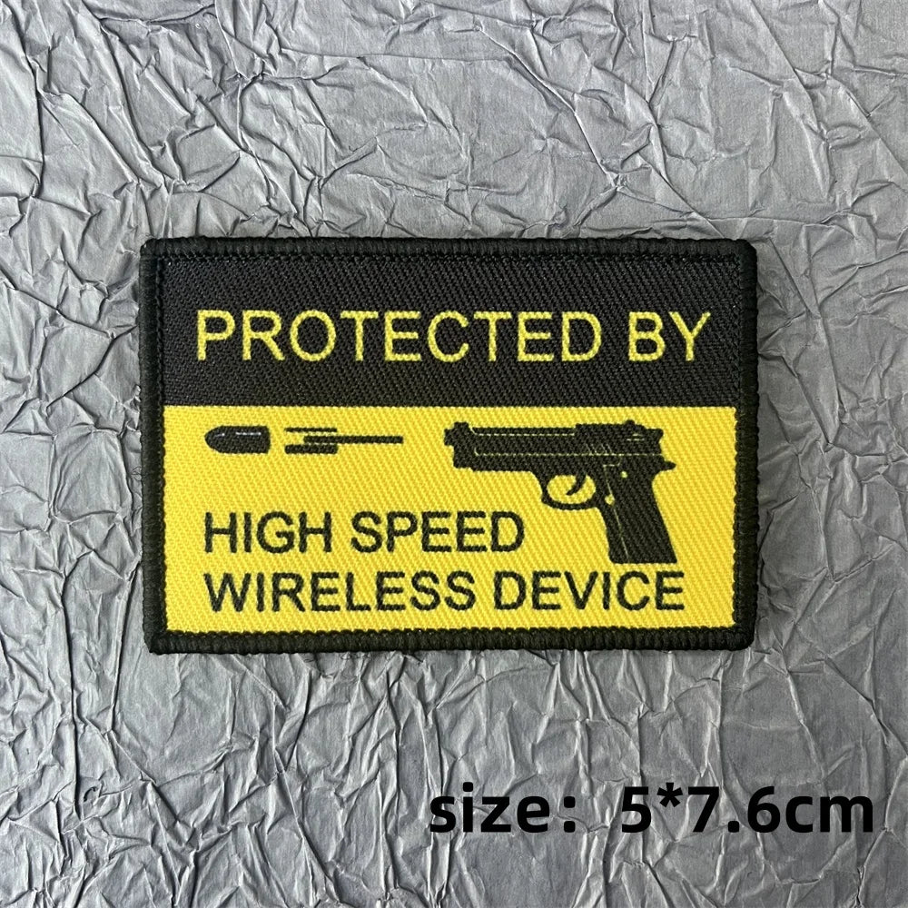 Military Tactical 'Protected By High Speed Wireless Device' Embroidere ...