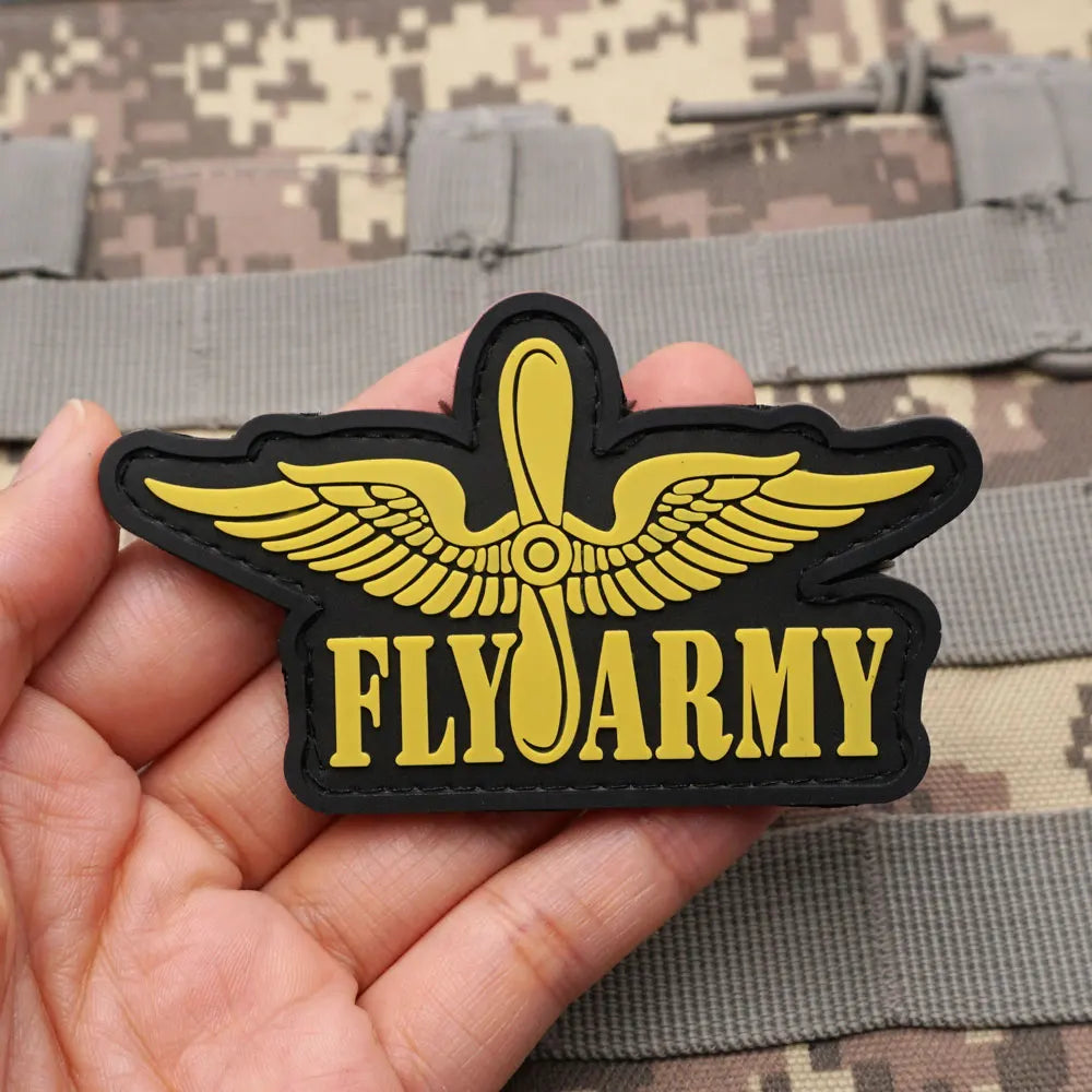 Fly Army 'Prop and Wings' PVC Rubber Velcro Patch – Little Patch Co