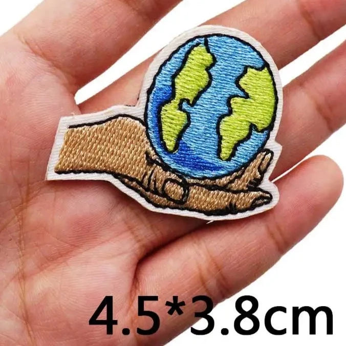 Planet 'Hand Holding Earth' Embroidered Patch — Little Patch Co