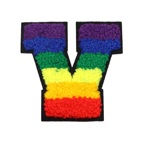 Rainbow Chenille 'Letter V' Embroidered Patch — Little Patch Co