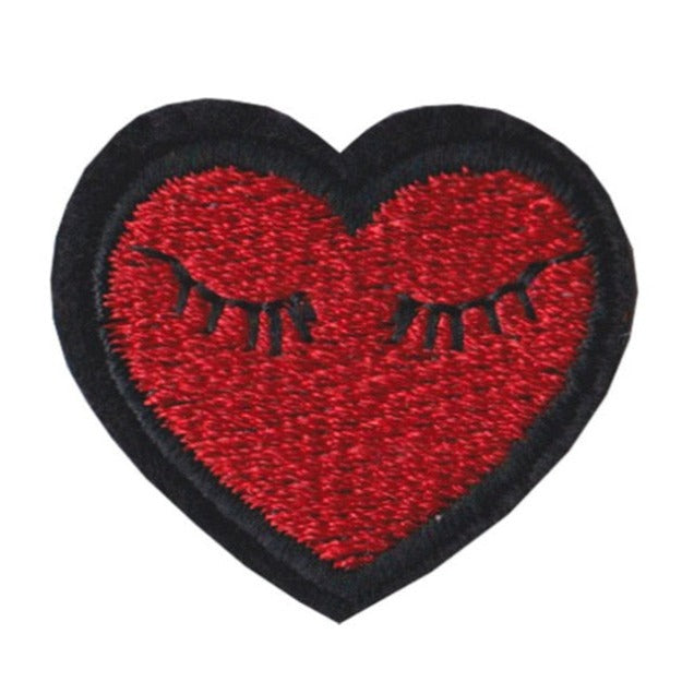 Cute 'Heart With Eyelashes' Embroidered Patch — Little Patch Co