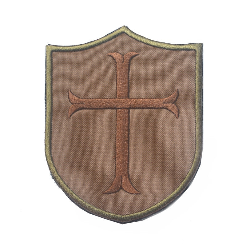 Military Tactical 'Crusader Cross Shield' Embroidered Velcro Patch ...