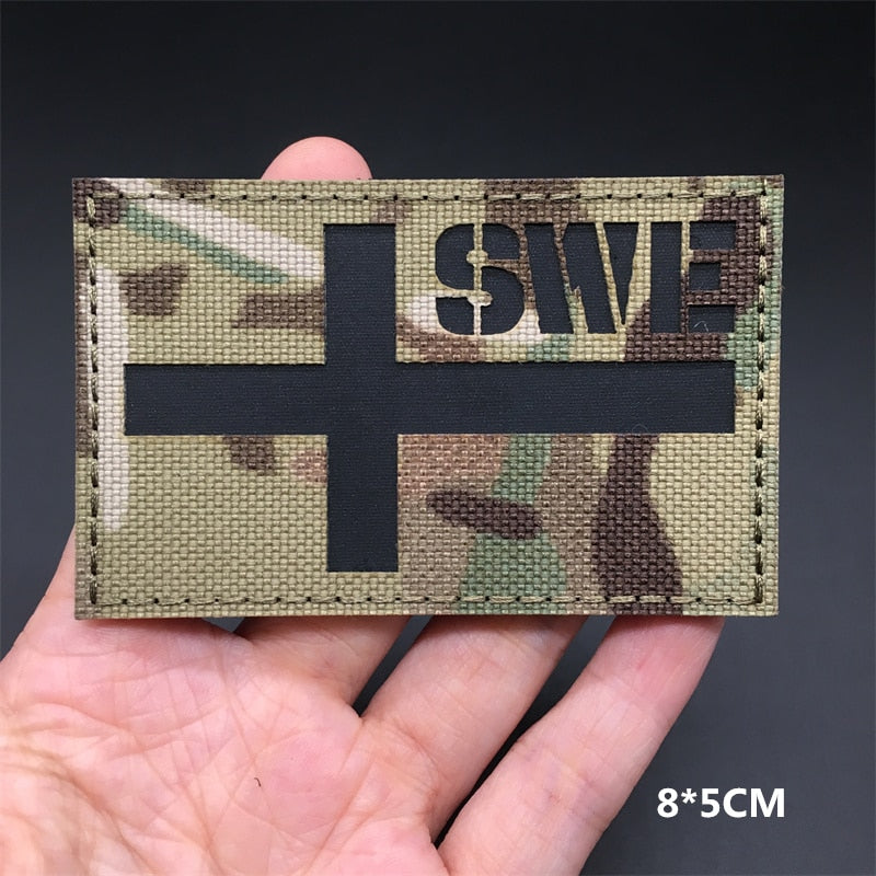 Military Tactical 'SWE | Sweden Flag | Reflective' Embroidered Velcro ...