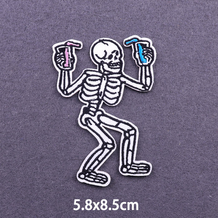 Skeleton 'Holding Two Drinks' Embroidered Patch — Little Patch Co