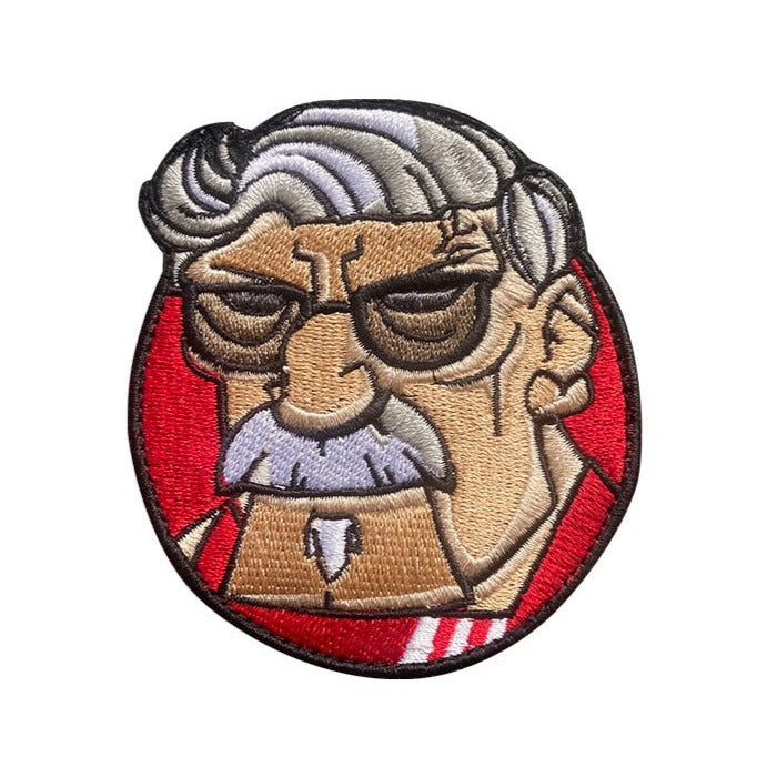 Cool 'Old Man Face | Serious' Embroidered Velcro Patch